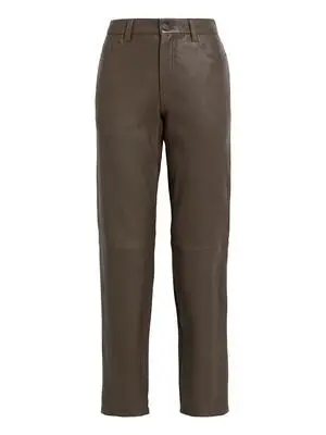 TOTEME Leather Slim-leg Pants - Brown