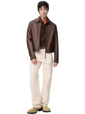 Loewe Nappa Lambskin Zip-up Jacket - Taupe