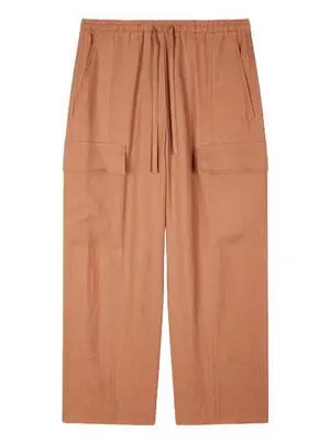 Paul Smith Linen Tapered Cargo Trousers - Brown