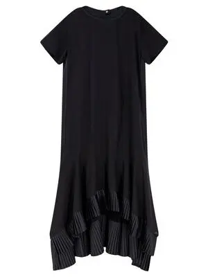 Sacai Cotton Dress With Pleated Inserts - Black