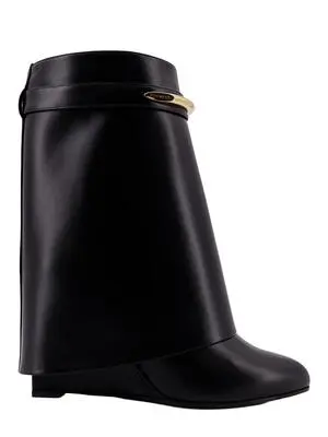 Givenchy Shark Leather Wedge Boots - Black