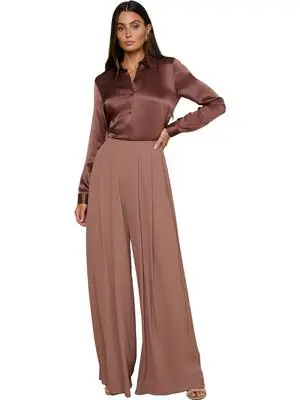 L'Agence Nova Pleated Wide-leg Trousers - Light Mink