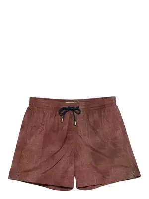 Canali Drawstring Swim Shorts - Brown