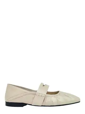 ALOHAS Pleated Leather Ballet Flats - Neutrals