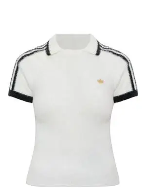 Adidas Stripe Detail Polo Top - White