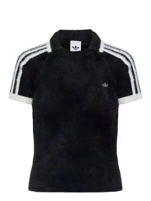 Adidas Cali Three Stripe Polo Top - Black
