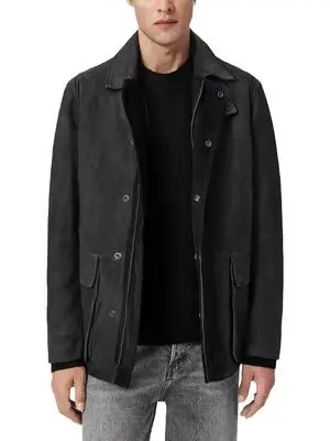 ALLSAINTS Bolton Waxed Suede Coat - Black