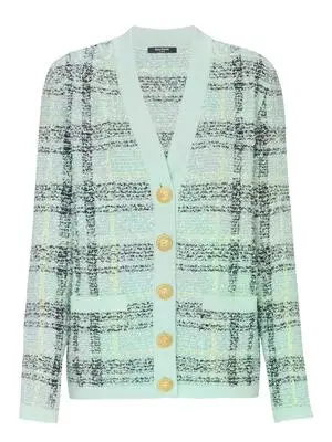 Balmain Glittered Tweed Cardigan - Green