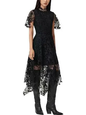 ALLSAINTS Saege Lace Midi Dress - Black