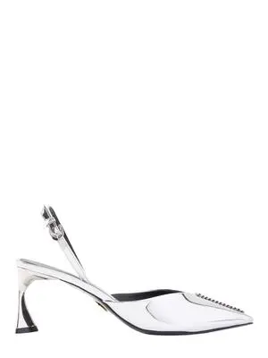 Stella McCartney Elsa Embellished Metallic Slingback Pumps Silver