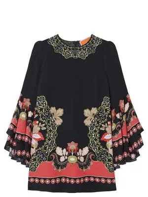 La DoubleJ Friday Ruffled Printed Mini Dress - Black