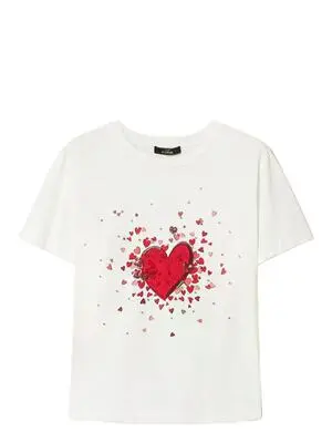 TWINSET Heart-print Rhinestone T-shirt - White