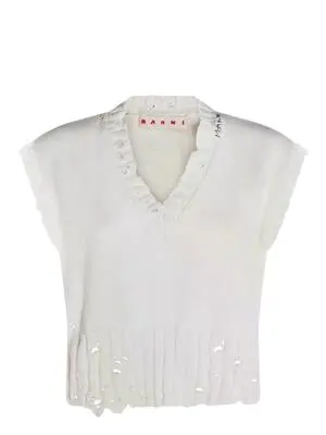 MARNI V-Neck Distressed Top