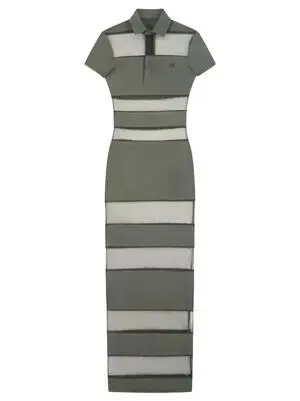 Coperni Maxi Sheer Striped Polo Dress - Green