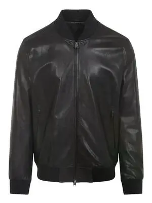 BRIONI Zip Leather Bomber Jacket