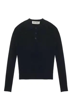 RÓHE Long-sleeve Polo Shirt - Black