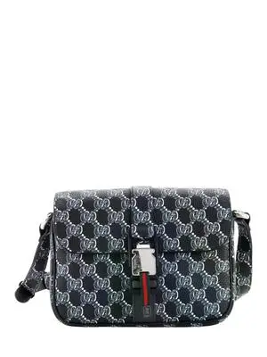 Gucci Front Buckle Gg Shadow Coated Canvas Mini Crossbody Bag - Black
