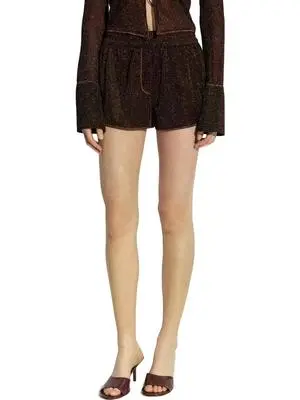 Oseree Lurex Shorts - Brown