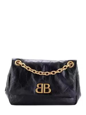 Balenciaga Monaco Chain Flap Mini Shoulder Bag - Black