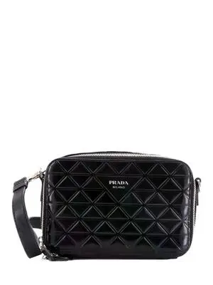 PRADA Brique Embossed Leather Camera Crossbody Bag
