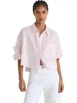 REISS Solenge Cropped Long-sleeve Shirt - Pink