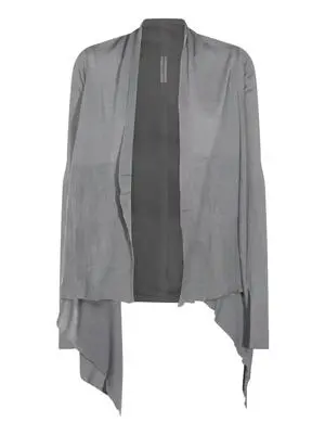 Rick Owens Ribbed Knit Asymmetric Cardigan - Grey