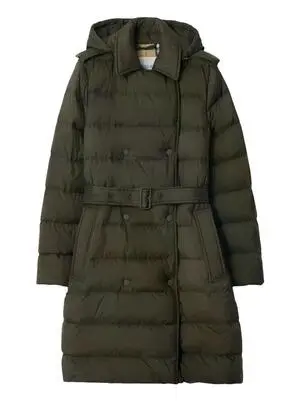 Burberry Hooded Double-breasted Puffer Coat - Green
