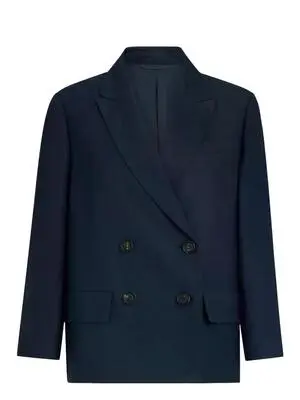 Brunello Cucinelli Double-breasted Blazer With Monili Detail - Blue