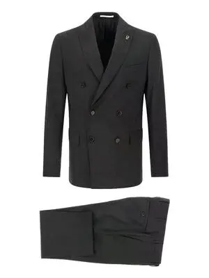 Pal Zileri Lord Double-breasted Brooch-detail Suit - Grey