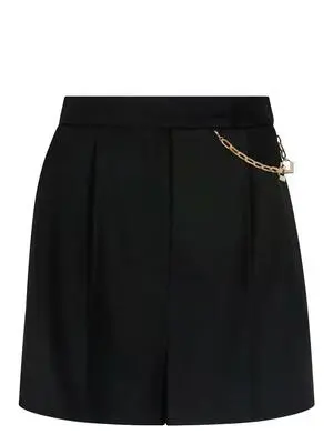 Elisabetta Franchi Chain-embellished Gabardine Shorts - Black