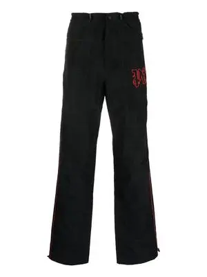 Palm Angels Logo-embroidered Checked Trousers - Black
