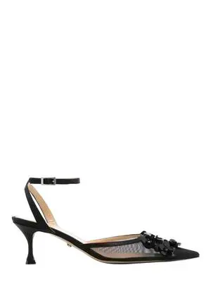 Mach & Mach Flower-detail Pointed Pumps - Black