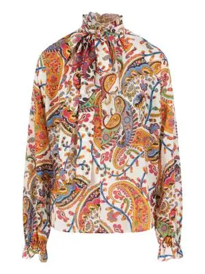 Etro Paisley Ruffle Blouse - Neutrals