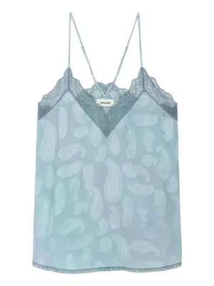 Zadig&Voltaire Christy Paisley-print Silk Jacquard Top - Blue