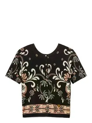 TWINSET Foulard Print Cotton Blend Cardigan - Black