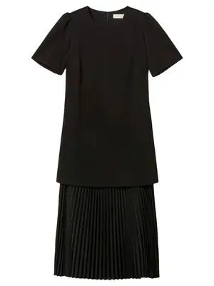 TWINSET Midi Pleated Dress With Short Sleeves - Black