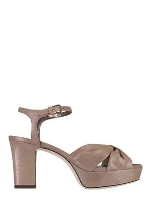 JIMMY CHOO Heloise Platform Knot Sandals - Neutrals