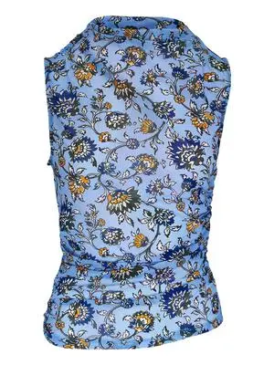 Veronica Beard Sylviani Floral Print Top - Blue
