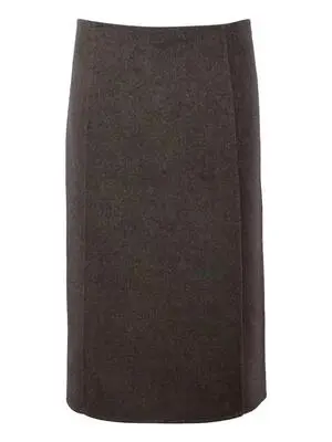 P.a.r.o.s.h Wool Midi Pencil Skirt - Brown
