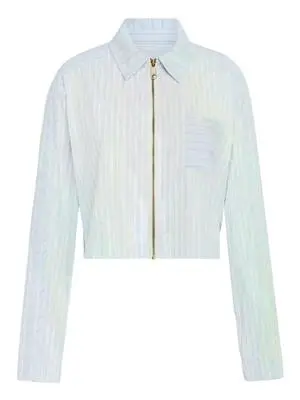 Adidas Striped Zip-up Shirt - Blue