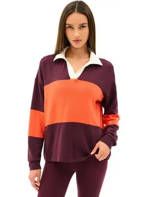 Splits59 Katie Fleece Rugby Shirt - Dark Cherry/valencia
