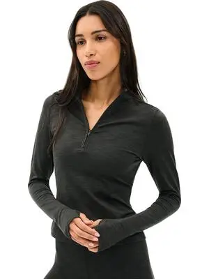 Splits59 Stevie Active Ribbed Half Zip Top - Heather Graphite