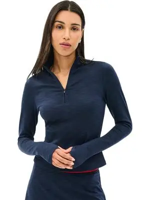 Splits59 Stevie Active Ribbed Half Zip Top - Heather Indigo