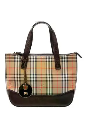 Burberry Haymarket Check Canvas Tote Bag - Brown