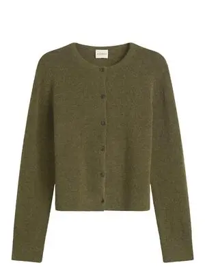 Closed Crew Neck Cardigan - Deep Olive
