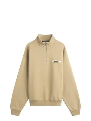 Jacquemus Grosgrain Zip Sweatshirt - Dark Beige