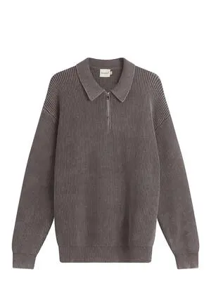 BOUND Acid Wash Half Zip Pullover - Brown
