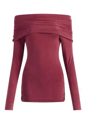 PEACHY DEN The Kylie Cold Shoulder Top - Red Sandstone