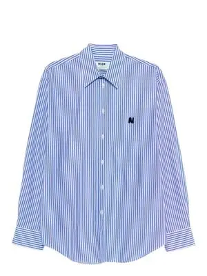 MSGM Striped Logo Shirt - Blue