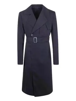 Rick Owens Belted Wool Coat - Blue